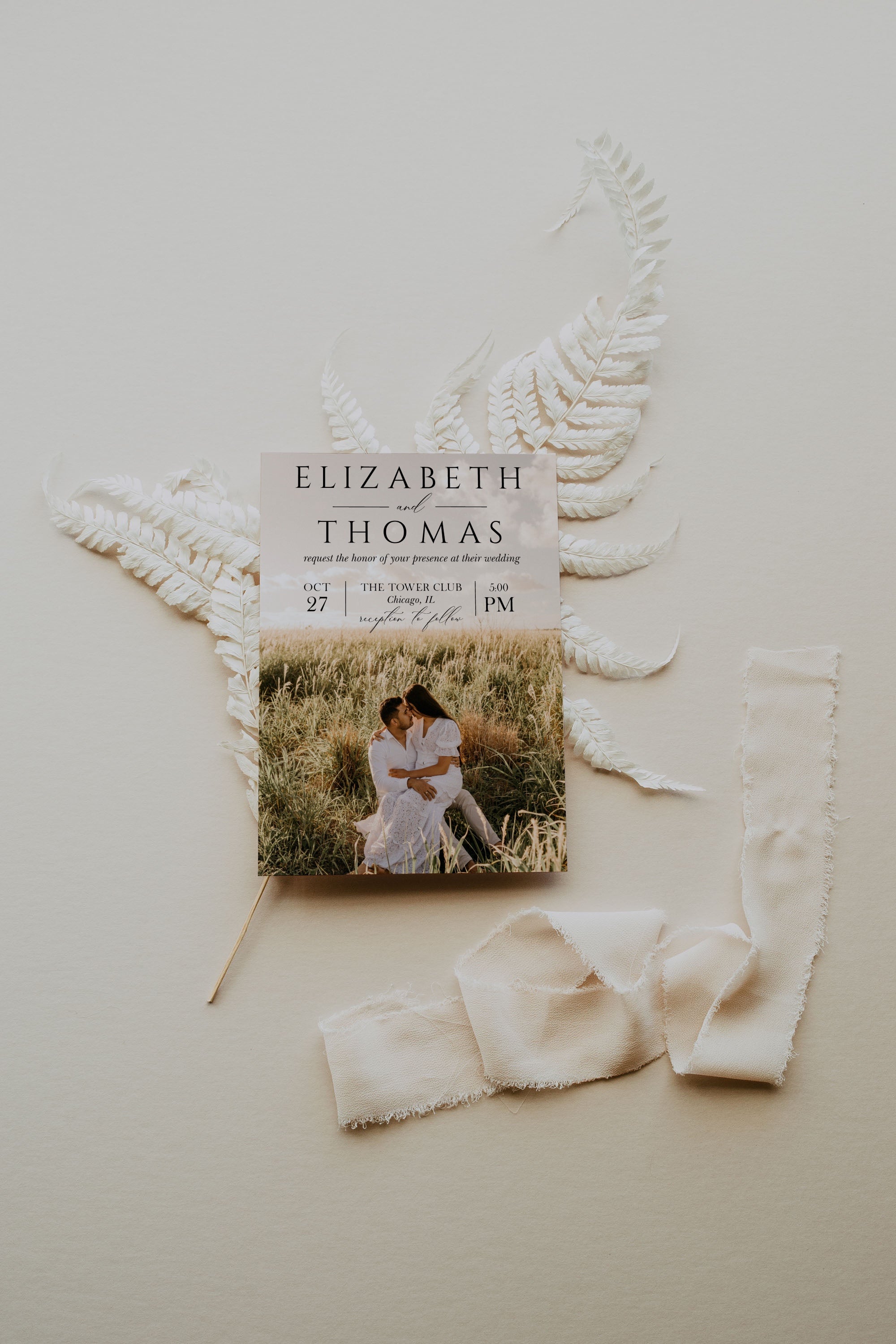 Modern Photo Wedding Invitation - Picture Wedding Invitation - Minimal ...