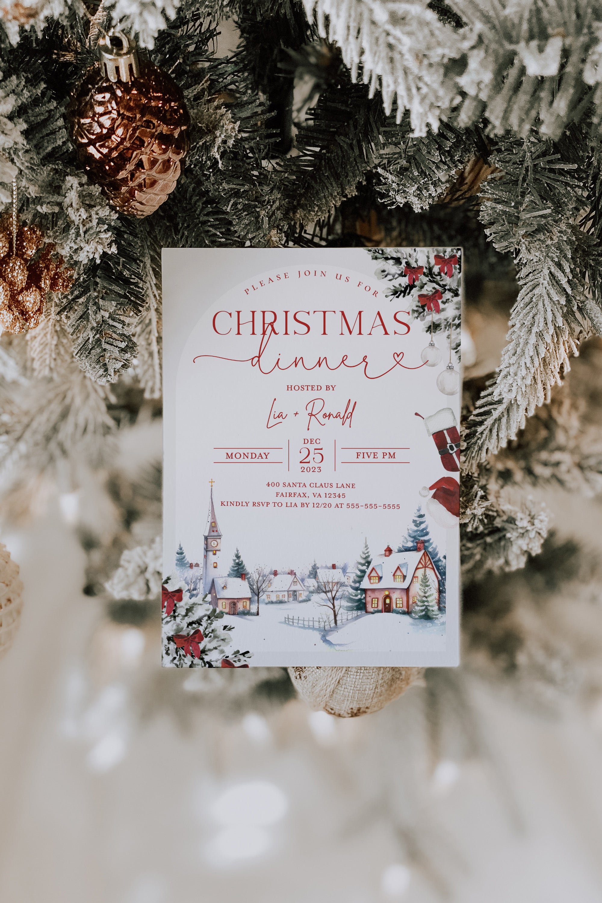 Christmas Dinner Invitation - Christmas Dinner Evite - Christmas Party ...
