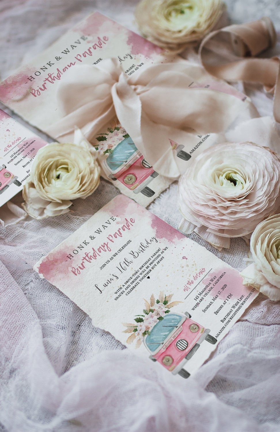 Floral Birthday Parade Invitation - Social Distancing Birthday Invitat ...