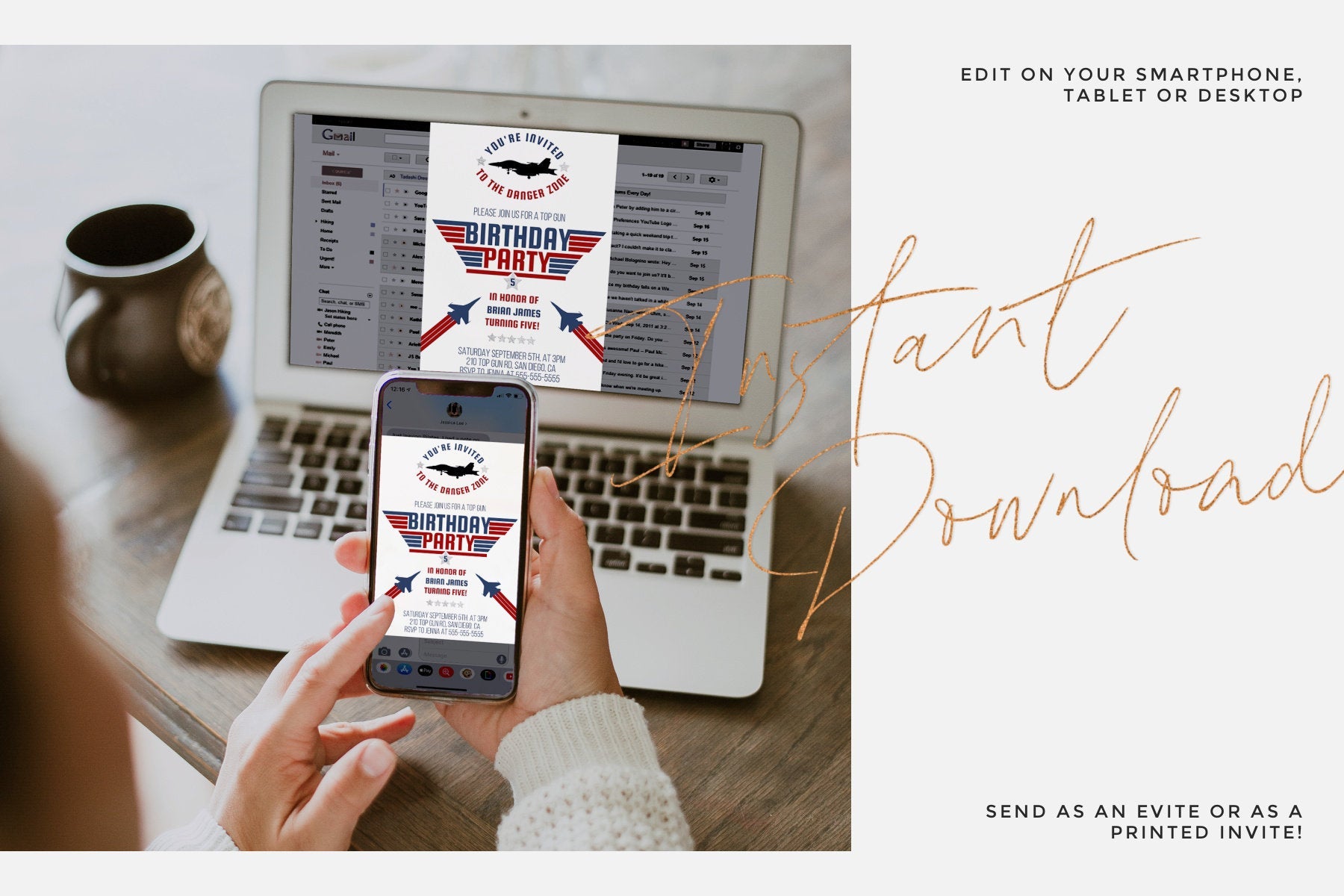 Top Gun Birthday Party Invitation - Top Gun Invitation - Fighter Pilot ...