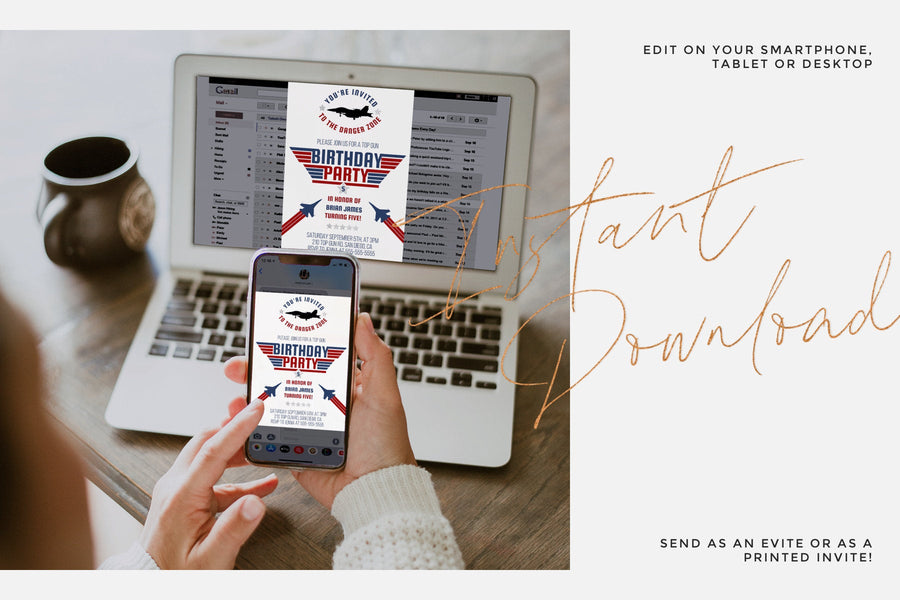Top Gun Birthday Party Invitation - Top Gun Invitation - Fighter Pilot ...