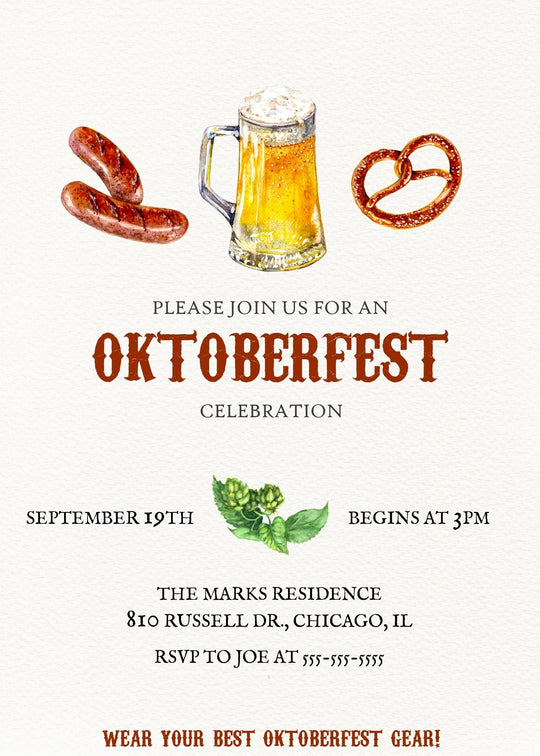 Oktoberfest House Party Invitation - Oktoberfest Celebration Invitatio ...