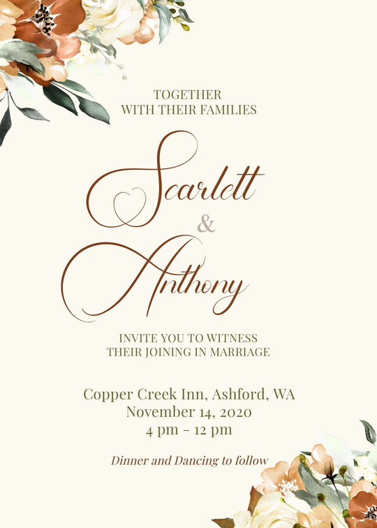 Boho Fall Wedding Invitation - Rustic Fall Wedding Invitation - Fall W ...