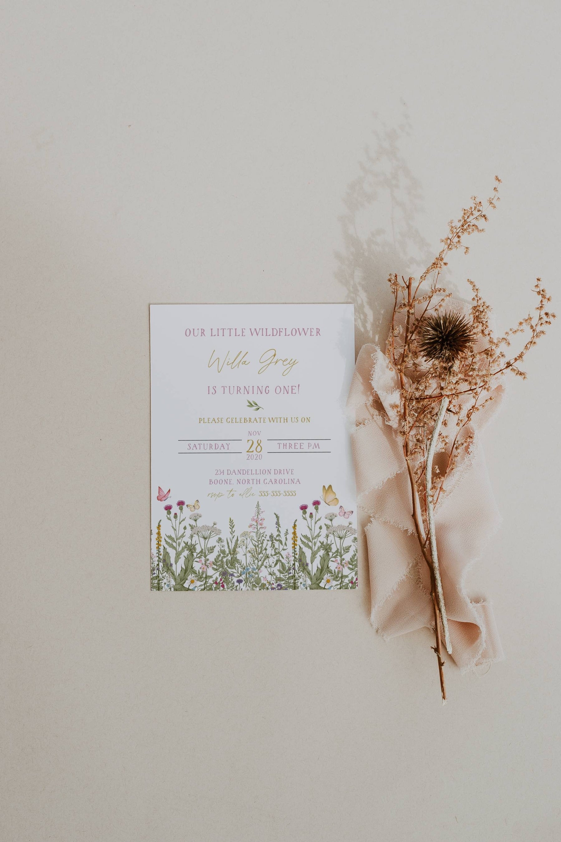 Wildflower Birthday Invitation - Our Little Wildflower Party Invitatio ...